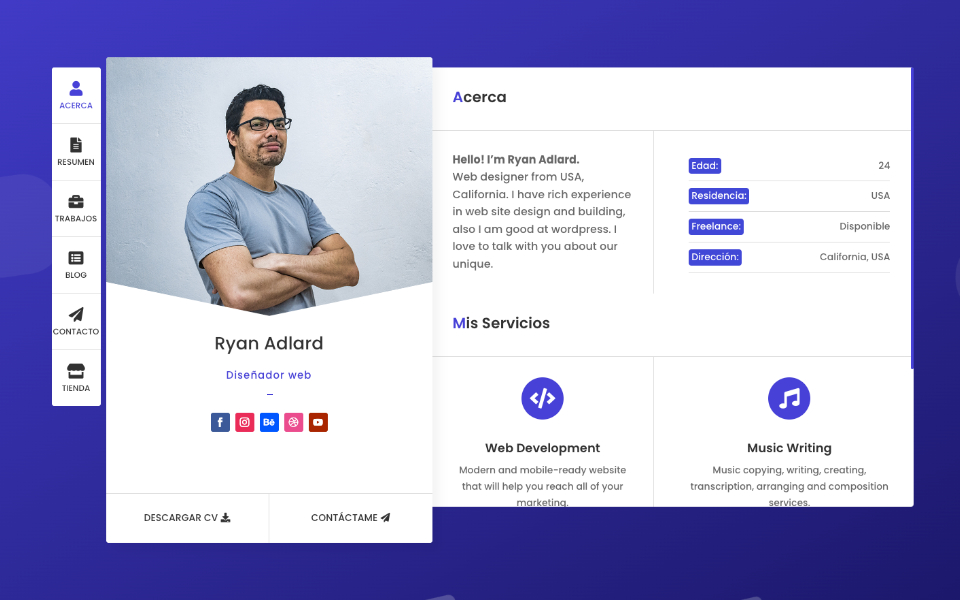 Cómo crear una increíble vCard web interactiva para un perfil personal tipo Curriculum Vitae en ...